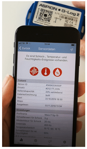 Schocksensor ASPION G-Log - Funktionen Datenlogger